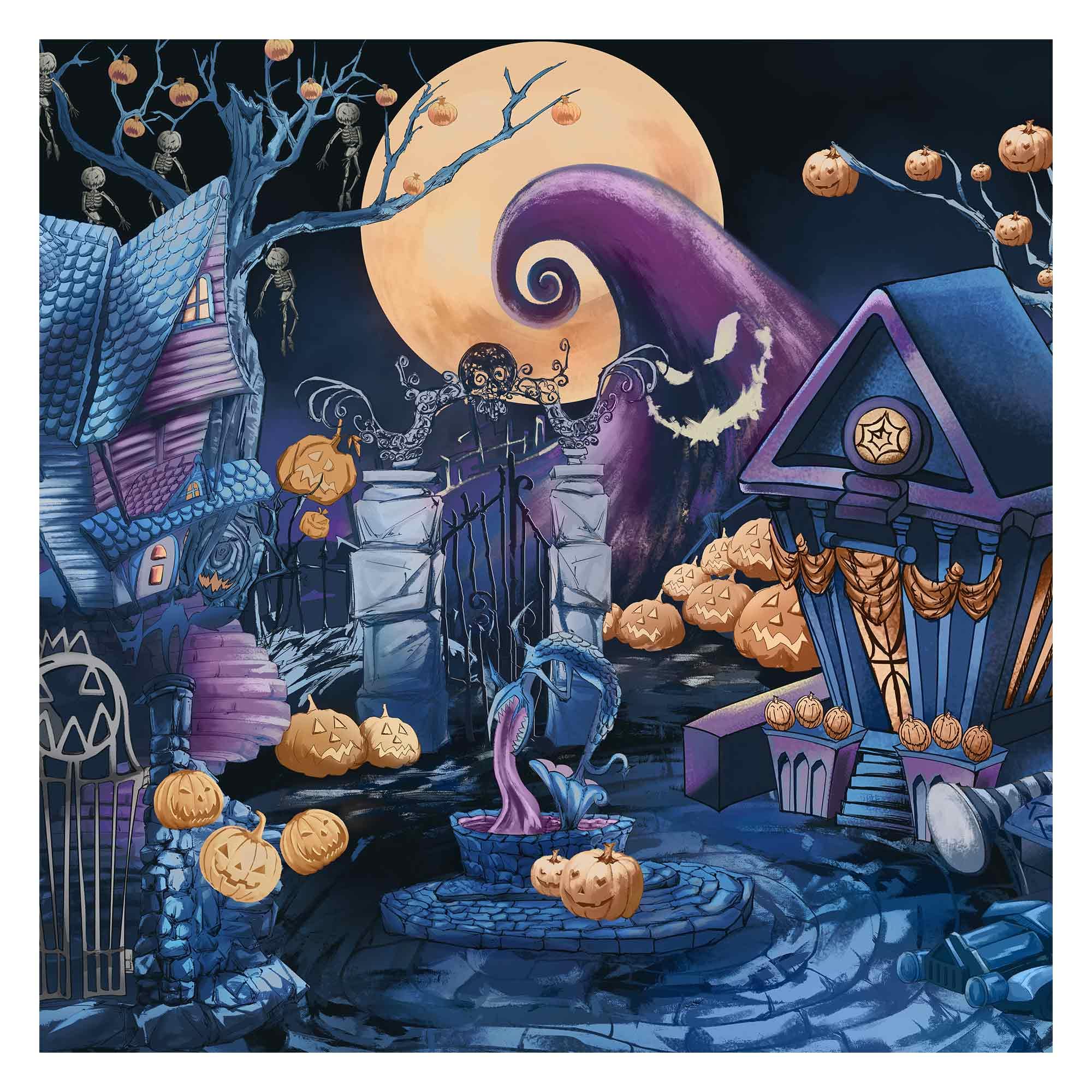 Allenjoy 6 x 6 FT Halloween Nightmare Backdrop Trick Or Treat Photography Background Home Trunk Party Decorations Banner Photo Booth Supplies