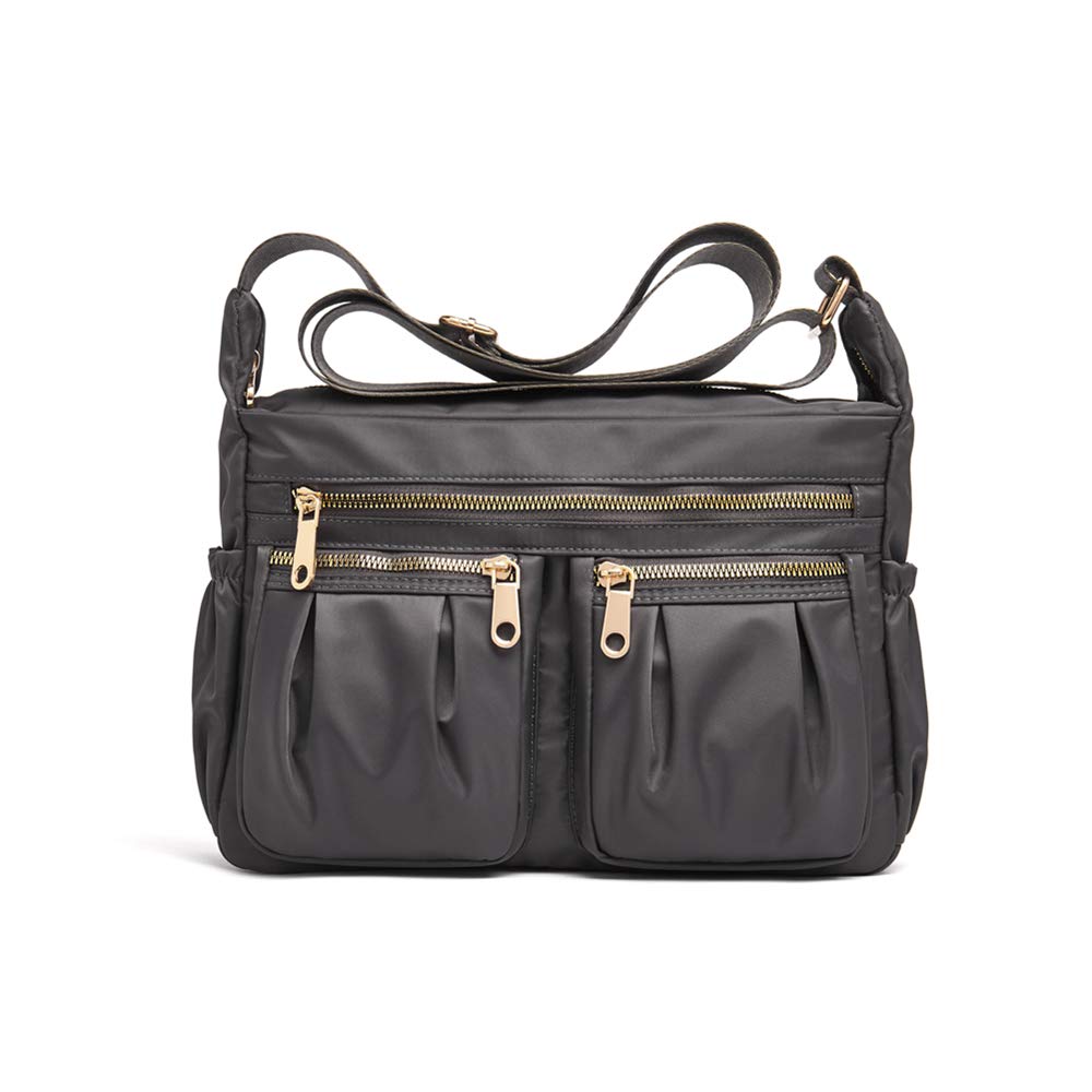 Crossbody Bags for Women,SHINON Multi Pocket Shoulder Bags, Lightweight Nylon Waterproof Casual Travel Purse Messenger Bags. (Grey)