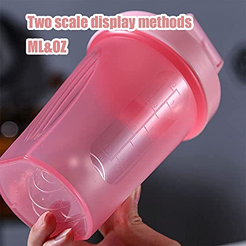 Blender Shaker Bottle w. Classic Loop Top & Stainless Whisk Ball-Perfect for Protein Shakes and Pre Workout (16 Oz-400ML, Pink/Pink Cup)