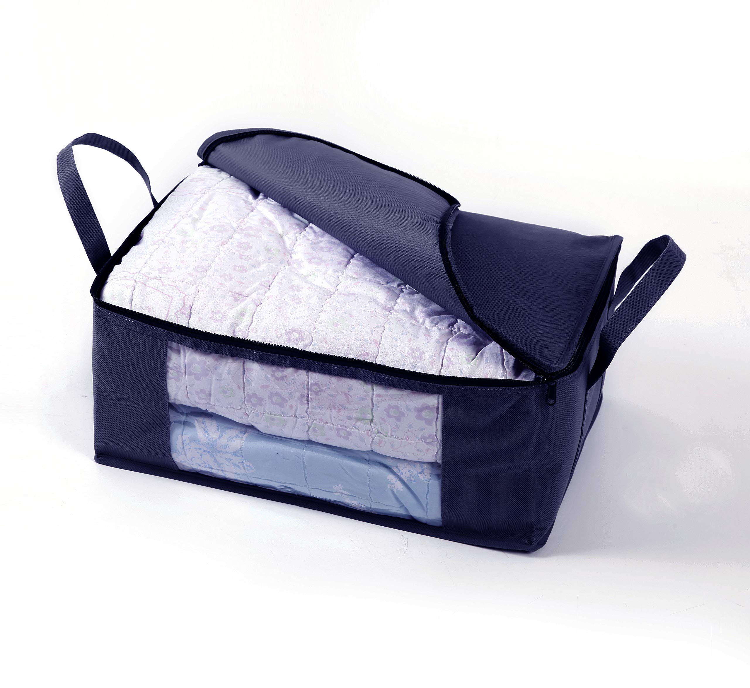 ABO Gear Storage Bins Storage Bags Closet Organizers Sweater Storage Clothes Storage Containers with Handle 3pc Pack,Navy Blue
