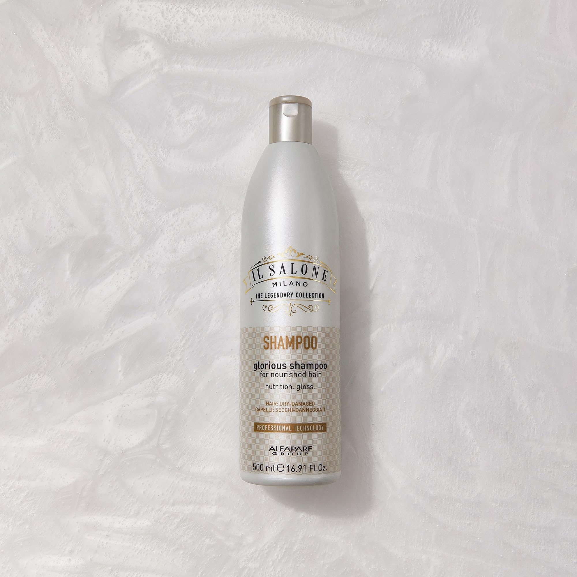Il Salone Milano Professional Glorious Shampoo for Dry to Damaged Hair - Nourishes, Restores and Adds Shine - Premium Quality (16.91 Fl. Oz)