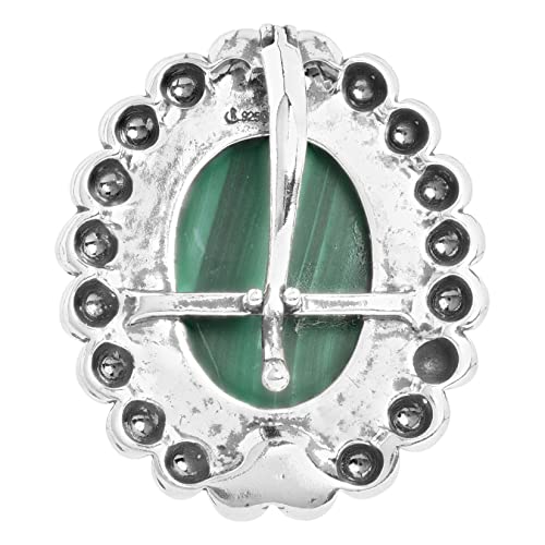 American West Sterling Silver Women's Pendant Green Malachite Oval Gemstone