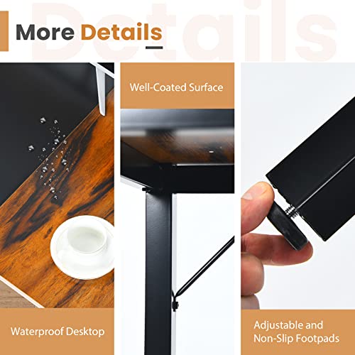 COSTWAY 63” Computer Desk, Modern Home Office Desk, Sturdy Steel Frame Writing Desk with Spacious Splice Desktop, Simple Laptop Desk for Study, Office, Dining Room, Simple Installation