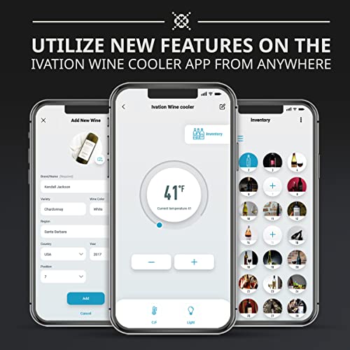 Ivation 34 Bottle Compressor Wine Cooler Refrigerator with Wi-Fi Smart App Control Cooling System | Large Freestanding Wine Cellar Fridge For Red White Champagne or Sparkling, Black Glass Door & Lock
