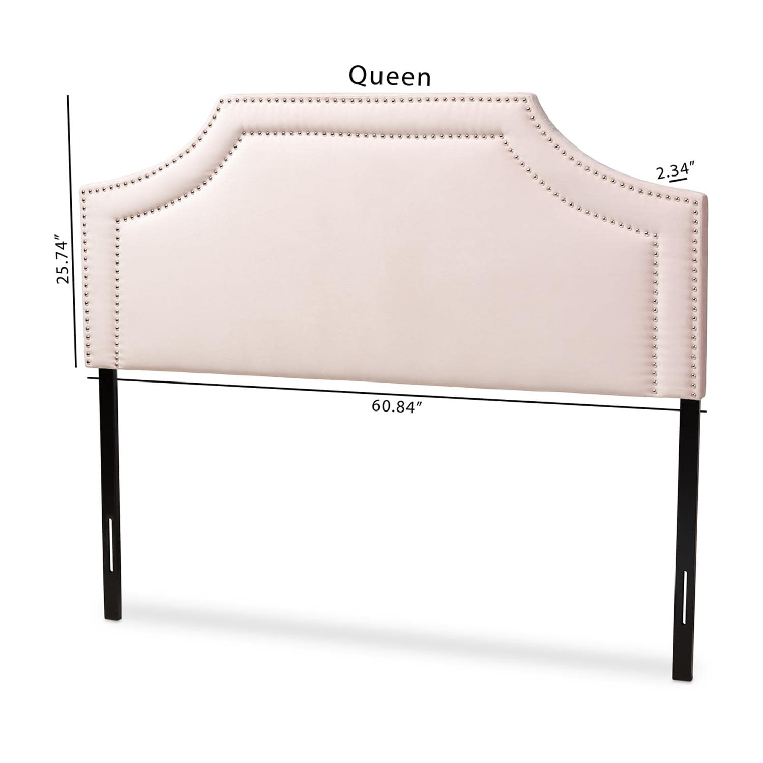 Baxton Studio Avignon Modern and Contemporary Light Pink Velvet Fabric Upholstered Queen Size Headboard