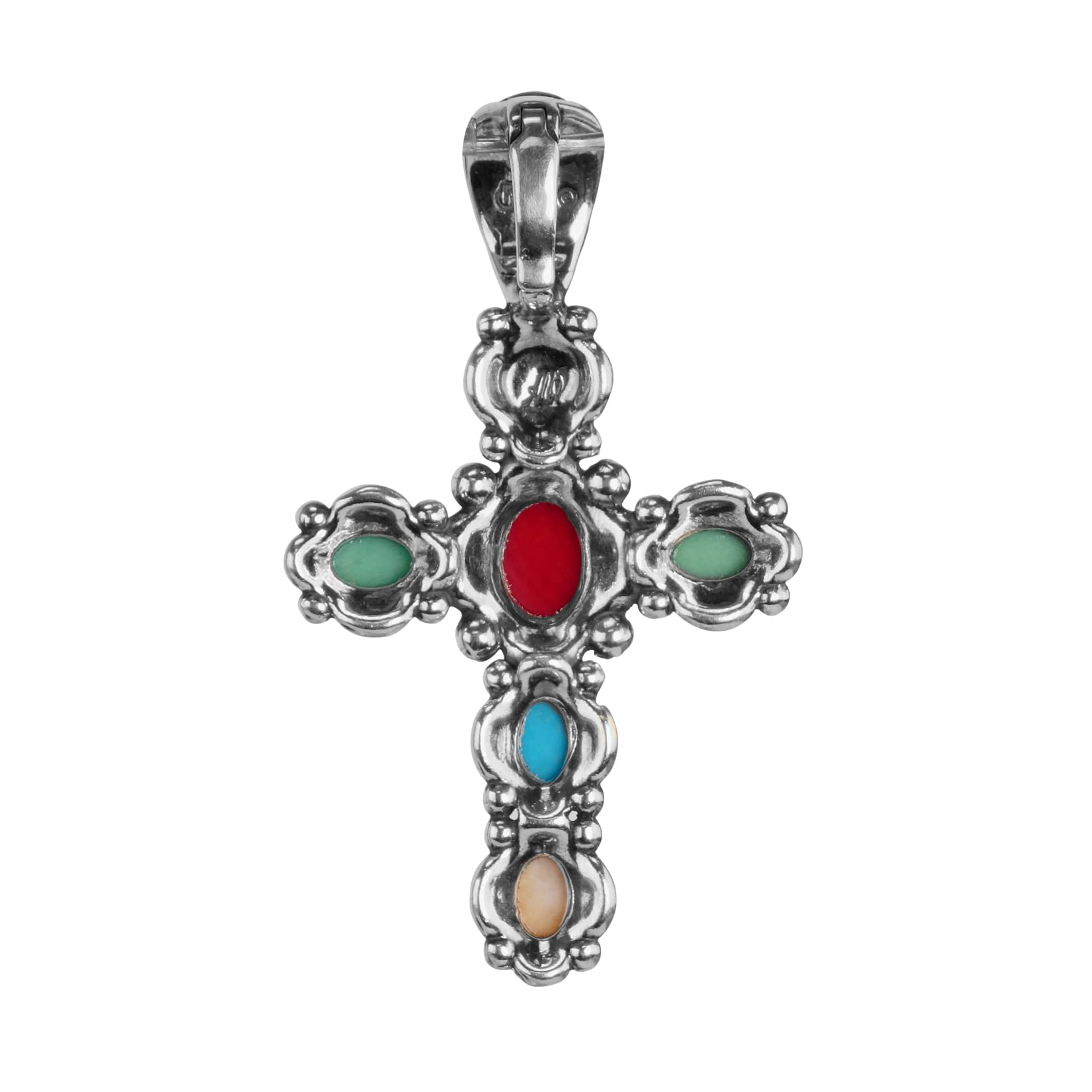 American West Sterling Silver Women's Pendant Enhancer Multi Gemstone Cross