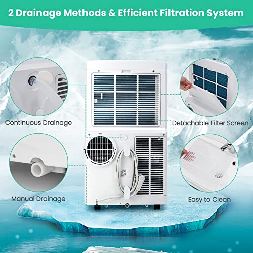 COSTWAY Portable Air Conditioner, 14000 BTU 4 in 1 AC Unit with Cool, Fan, Heat & Dehumidifier, Alexa Voice-Enabled Air Cooler with WiFi Smart App Control, LED Display, 24H Timer, Cools up to 700 Sq. Ft (14000BTU)