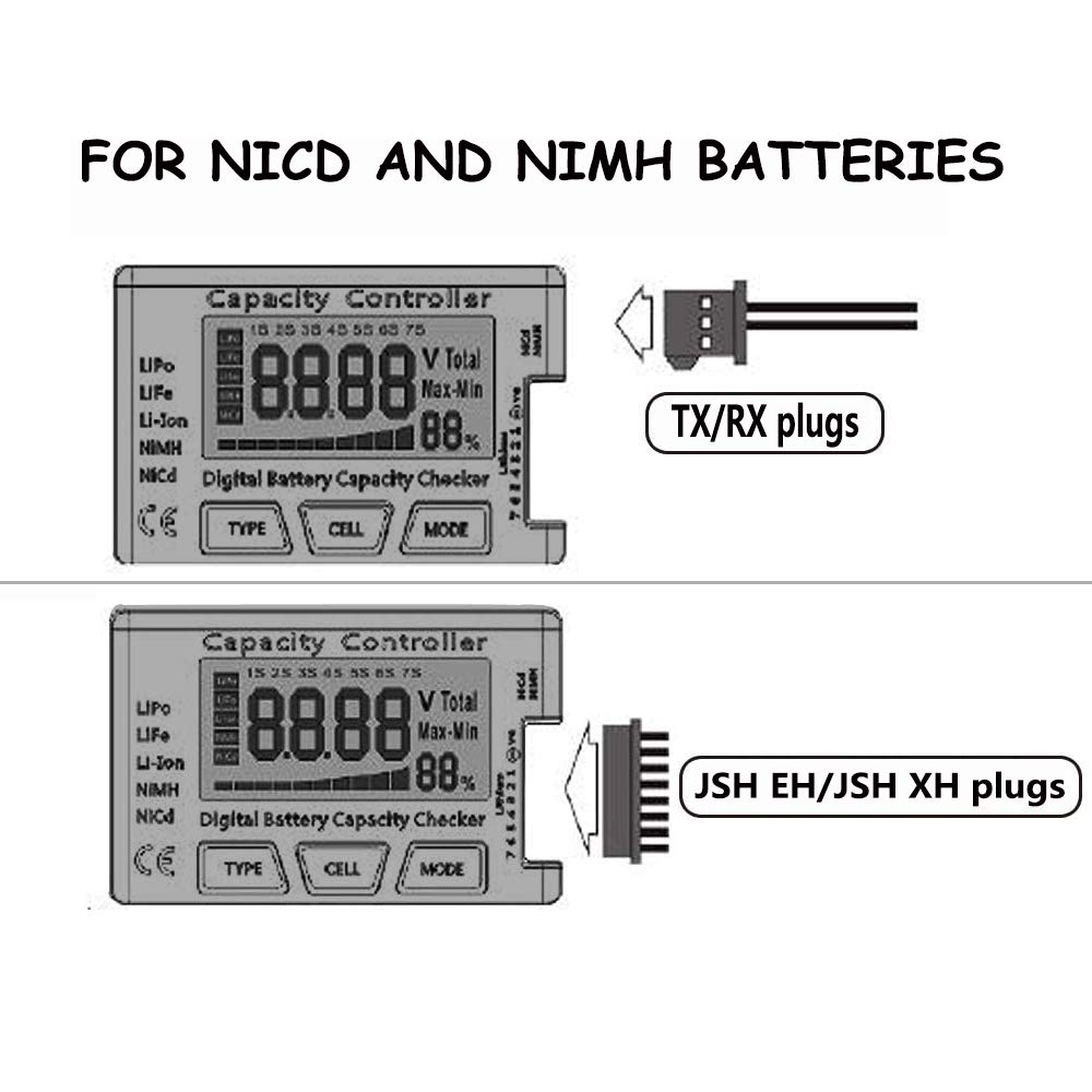 FLY RC Cellmeter 7 Digital Battery Capacity Checker Controller Tester Voltage Tester for LiPo Li-ion NiMH Nicd Battery