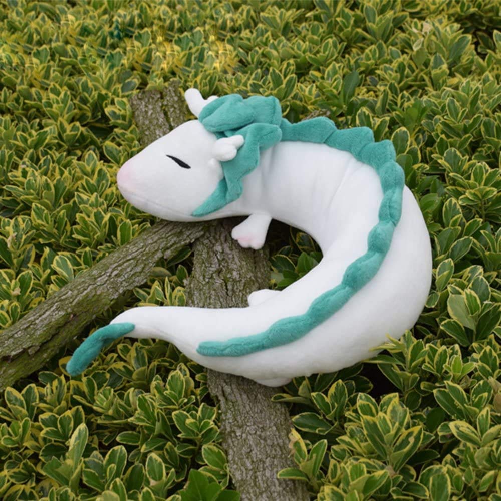 Anime Neck Pillow White Dragon Plush Doll Toy Kids Travel Neck Pillow, Cute Haku Plush for Chrismas Birthday Gift