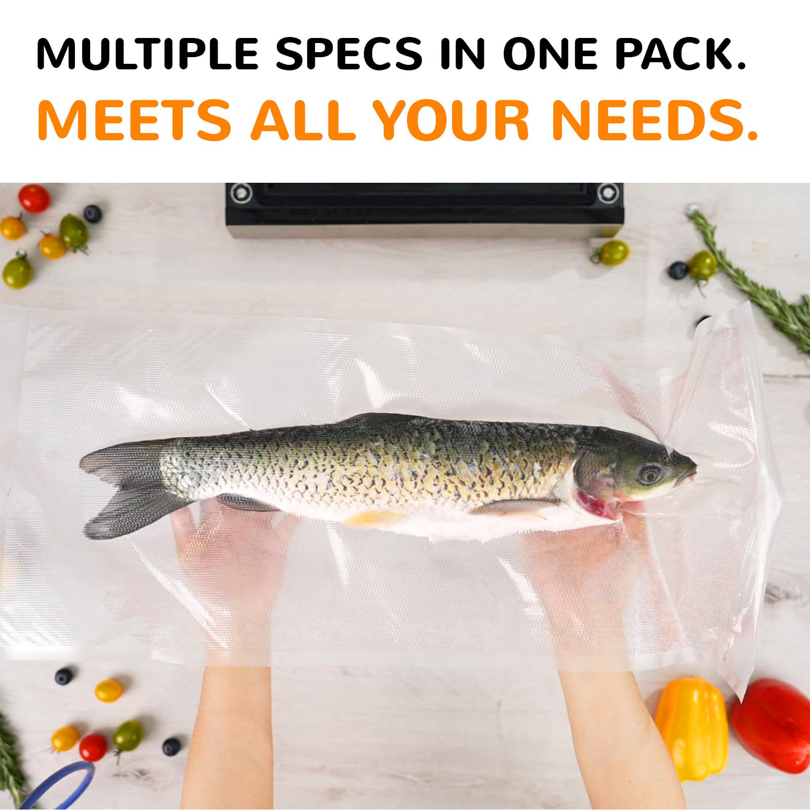 All-in-One Variety Pack Vacuum Sealer Bags & Rolls β 50x 6''x10'', 70x 8''x12'', 2 Rolls 11''x20', 2 Rolls 8''x20' β Premium Commercial-Grade for Food Storage, Meal Prep, & Sous Vide, Wevac