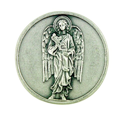 Archangel Saint St Gabriel Silver Tone Pocket Token with Prayer Back by Lumen Mundi