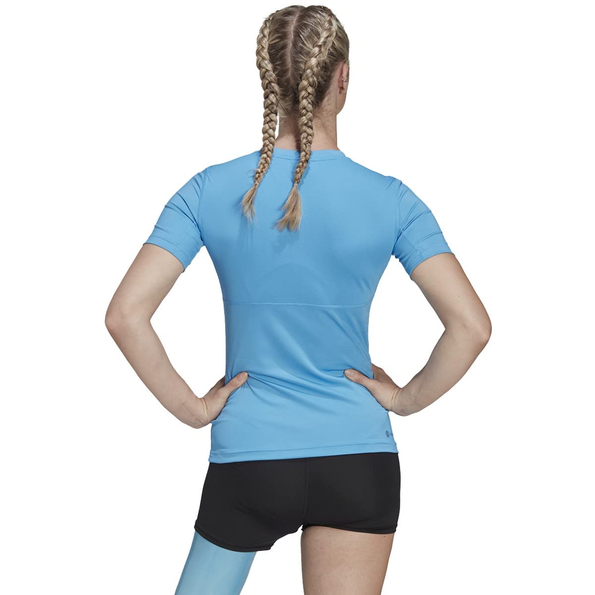 adidas Women's Techfit Short-Sleeve Training Tee, Pulse Blue/White, Large