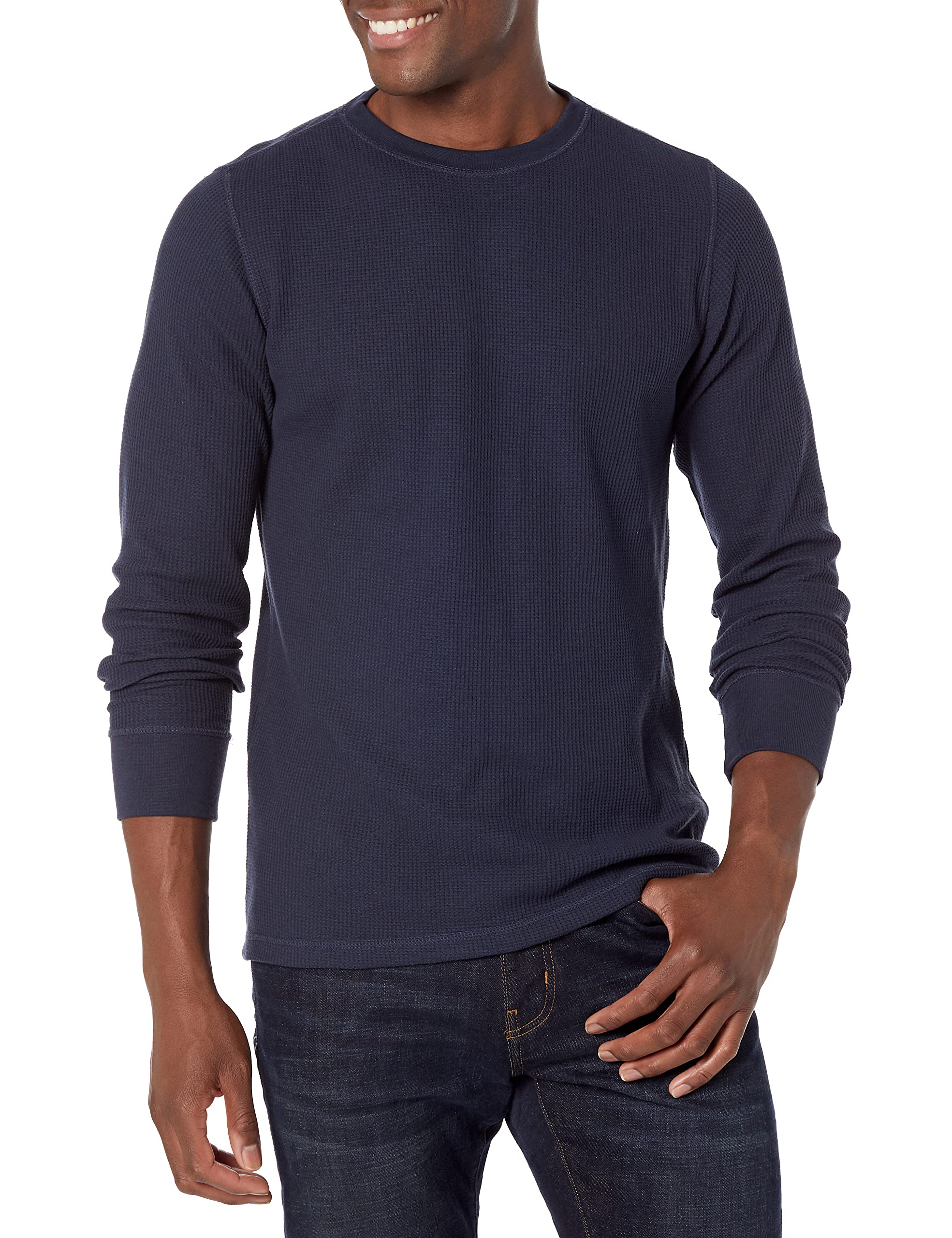 Amazon Essentials Men's Regular-Fit Long-Sleeve Waffle Shirt, Navy, X-Large