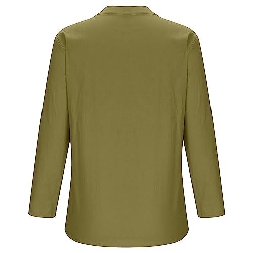 BLNVKOP Womens Long Sleeve Button Down Cotton Linen Shirt Blouse Loose Fit Blouse Tunic Tops