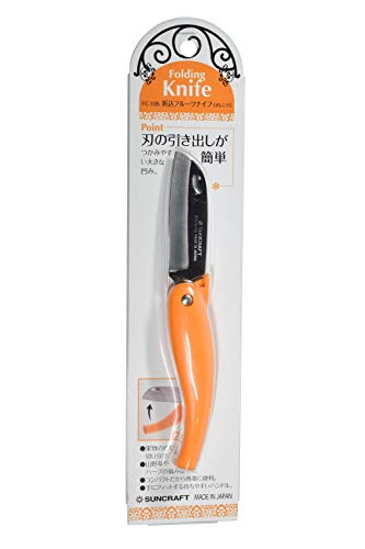 Seki Japan Folding Fruit Knife, Small Peeling Knife, 3.3-inch stainless steel blade with orange plactic handle, for kitchen and outdoor
