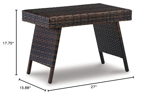 Signature Design by Ashley Kantana Casual Outdoor End Table, Dark Brown