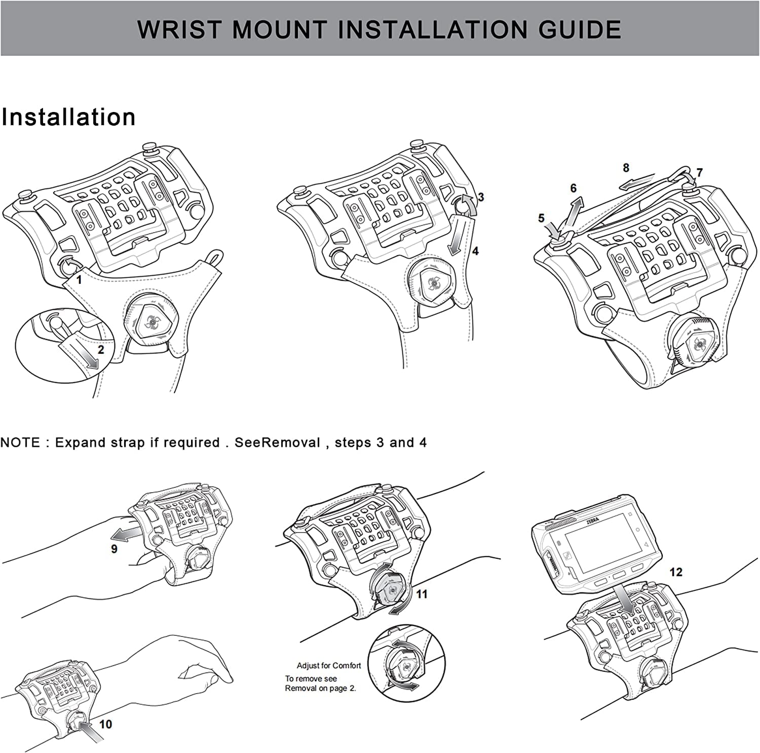 Wrist Strap Mount for Zebra WT6000 WT60B0 Reg Straps PN:SG-NGWT-WRMTS-01 Replacement Wrist Mount Kit for Zebra Wearable Scanners