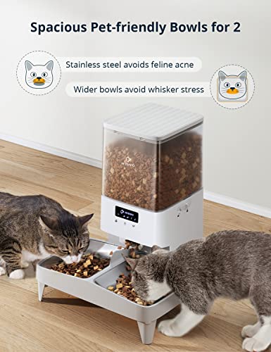 Automatic Cat Feeders, WiFi 5L Automatic Pet Feeder with Anti-Stuck Design, Programmable Cat Food Dispenser for 1-2 Cats and Dogs, 60 Portion 10 Meal Per Day