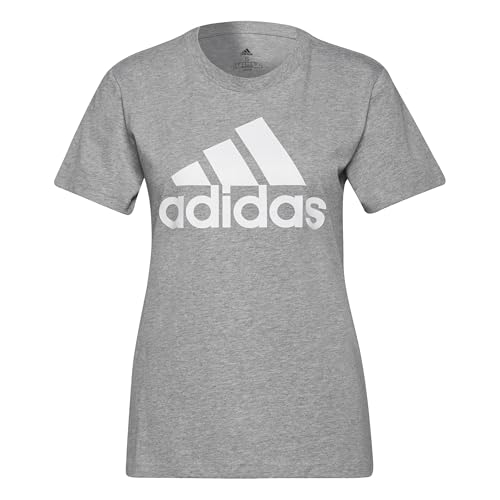 adidas Women's Size Loungewear Essentials Logo T-Shirt, Medium Grey Heather/White, XX-Large/Tall