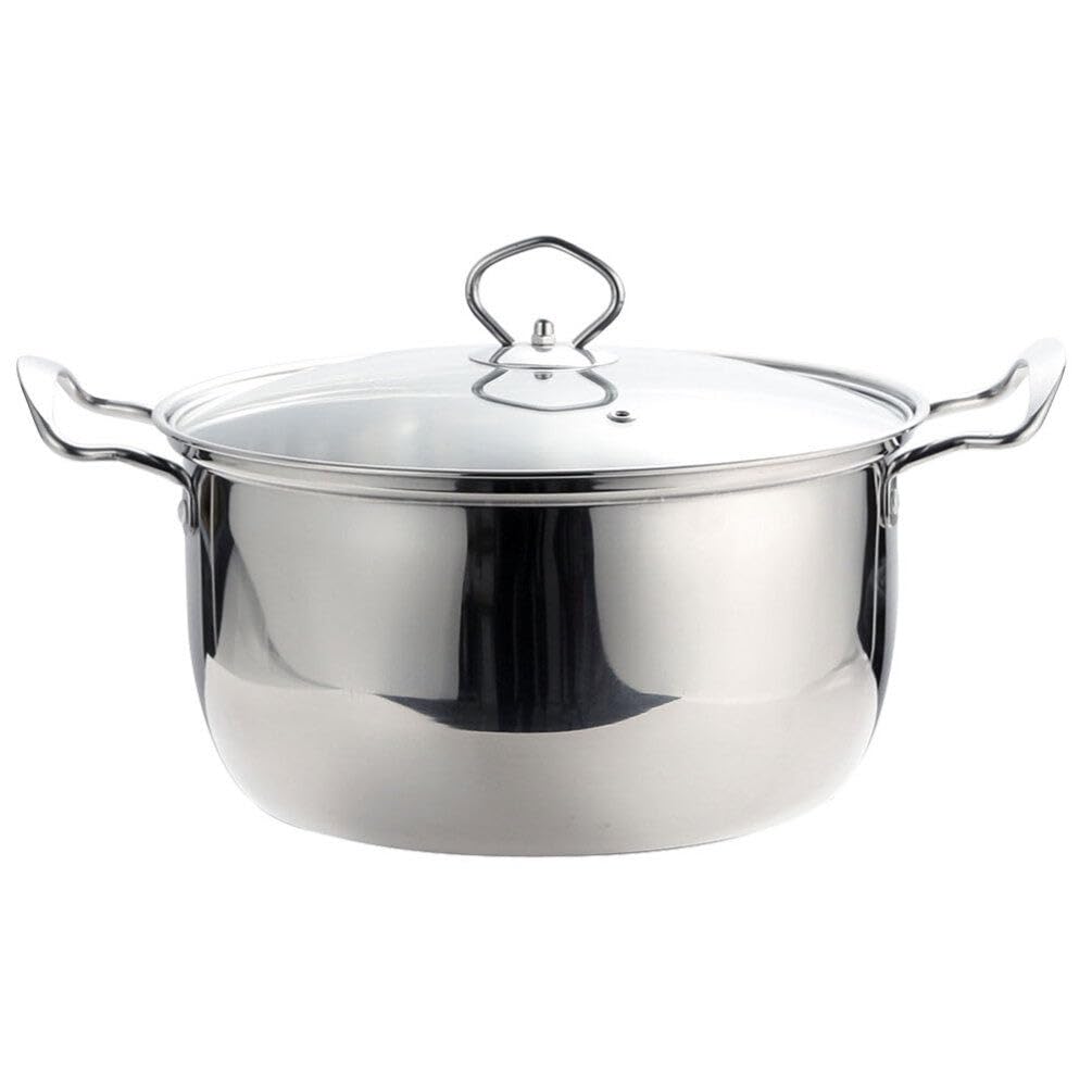 ABOOFAN Stainless Steel Stockpot with Glass Lid,Pasta Soup Pot for Cooking Simmering Soup Stew, Heavy Duty Cookware for Induction 18cm