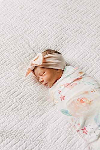 Copper Pearl Large Premium Knit Baby Swaddle Receiving Blanket Floral Bloom