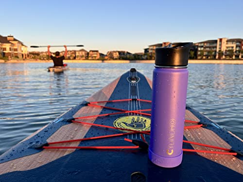 Cylindro Water Bottle, Triple-Layer Stainless Steel - 3 Lids, Vacuum Double Walled Copper Lined, BPA Free, w/ Silicone Boot, Hot & Cold - 22 Oz Veri Peri Purple