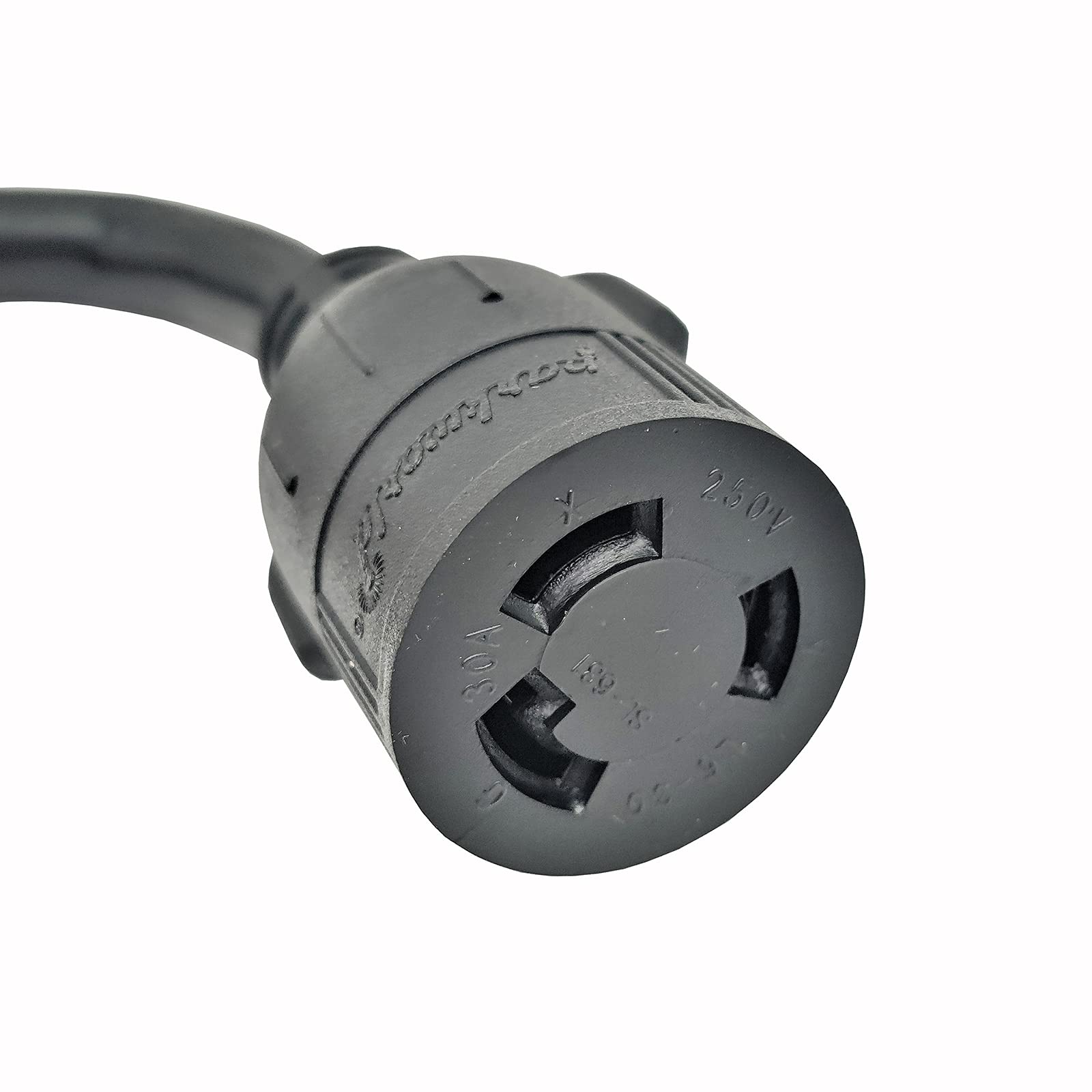 Parkworld 60424 RV Adapter Cord 50 Amp 14-50P Male Right Angle to 30 Amp L6-30R Locking Connector Female (1.5FT)