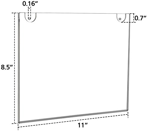 NIUBEE 10-Packs 8.5x11 Sign Holder Horizontal for Wall Door, Clear Acrylic Picture Frame for Paper with Free 3M Tape and Mounting Screws