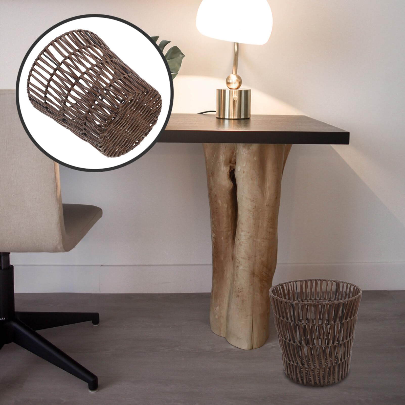 ABOOFAN Wicker Waste Basket, Small Trash Can, Trash Basket Rattan Garbage Can Seagrass Garbage Container Bin Laundry Hamper Basket for Bedroom, Office, Living Room Coffee