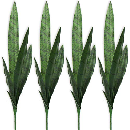 Bird Fiy Artificial Snake Plants 30" Faux Agave Fake Sansevieria Artificial Silk Plant for Home Garden Office Store Decoration 4 Pcs (Green)