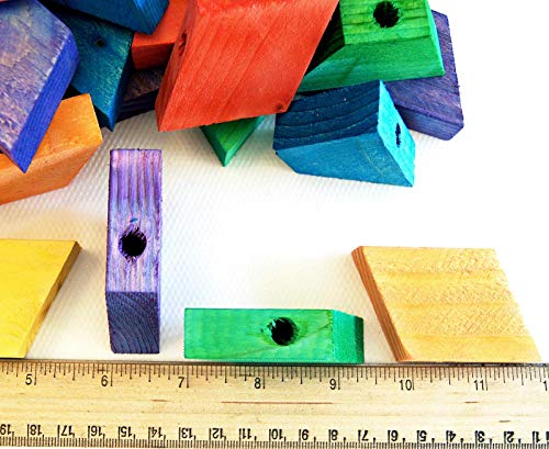 Wood Large Colored 36 Wooden Blocks Parrot Bird Parts cage Toy African Grey Cockatoo