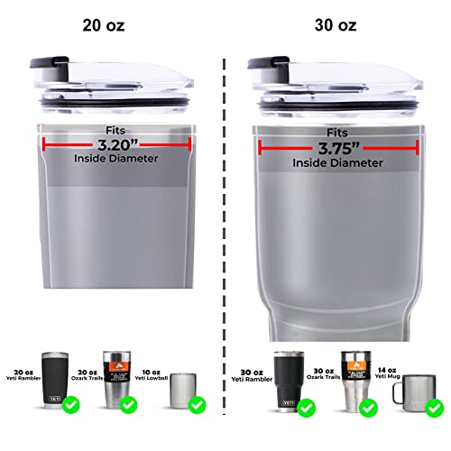 dscvr 2 Pcs Tumbler Replacement Lid Spill Proof, Shatter Resistant, Perfect Fit Lids Compatible with YETI Rambler, Ozark Trails,Fits Inside Diameter of 3.2 inch Tumbler (20 oz., Black)