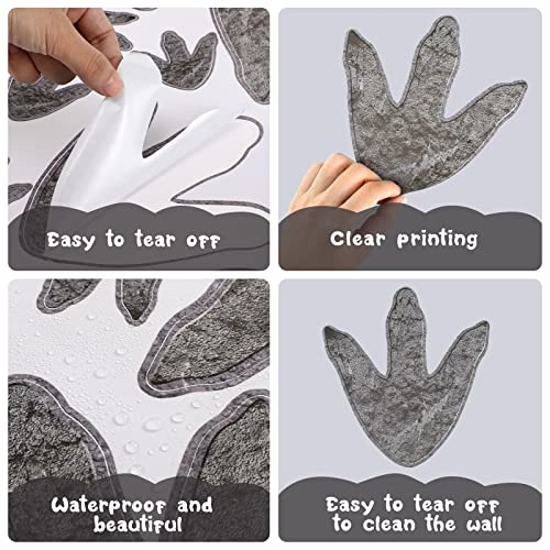 Gersoniel 66 Pcs Dinosaur Decor Footprints Floor Decals Peel and Stick Track Stickers Removable Tracks Wall Vinyl Decal for Baby Nursery Bedroom Home, 3 Sizes