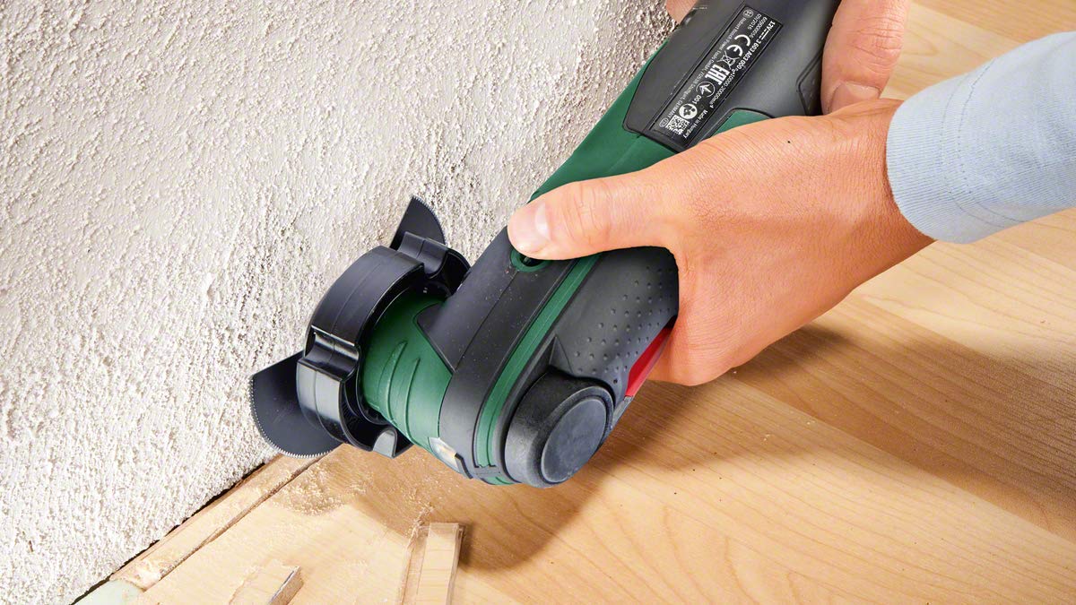 Bosch Home and Garden Cordless Multifunction Tool UniversalMulti 12 (without battery, 12 Volt System, nine-piece accessories set, in carton packaging)