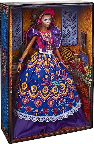 Barbie Signature Doll, 2022 Dia De Muertos Collectible, Traditional Ruffled Dress with Flower Crown & Calavera Face Paint