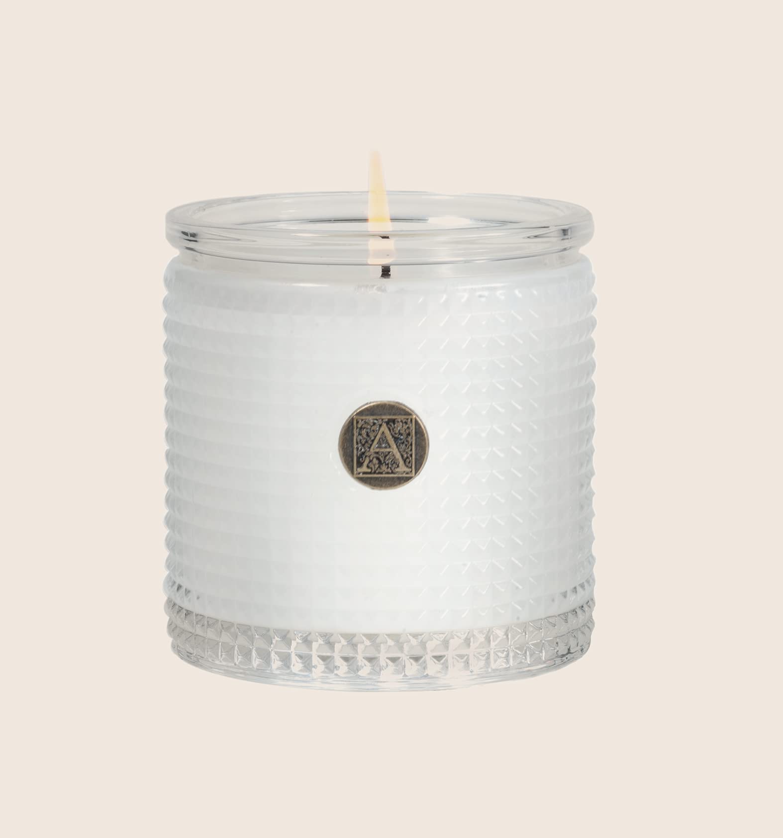 Aromatique The Smell of Spring Textured Glass 6 oz Scented Jar Candle with Metal Medallion for Home Décor and Gift