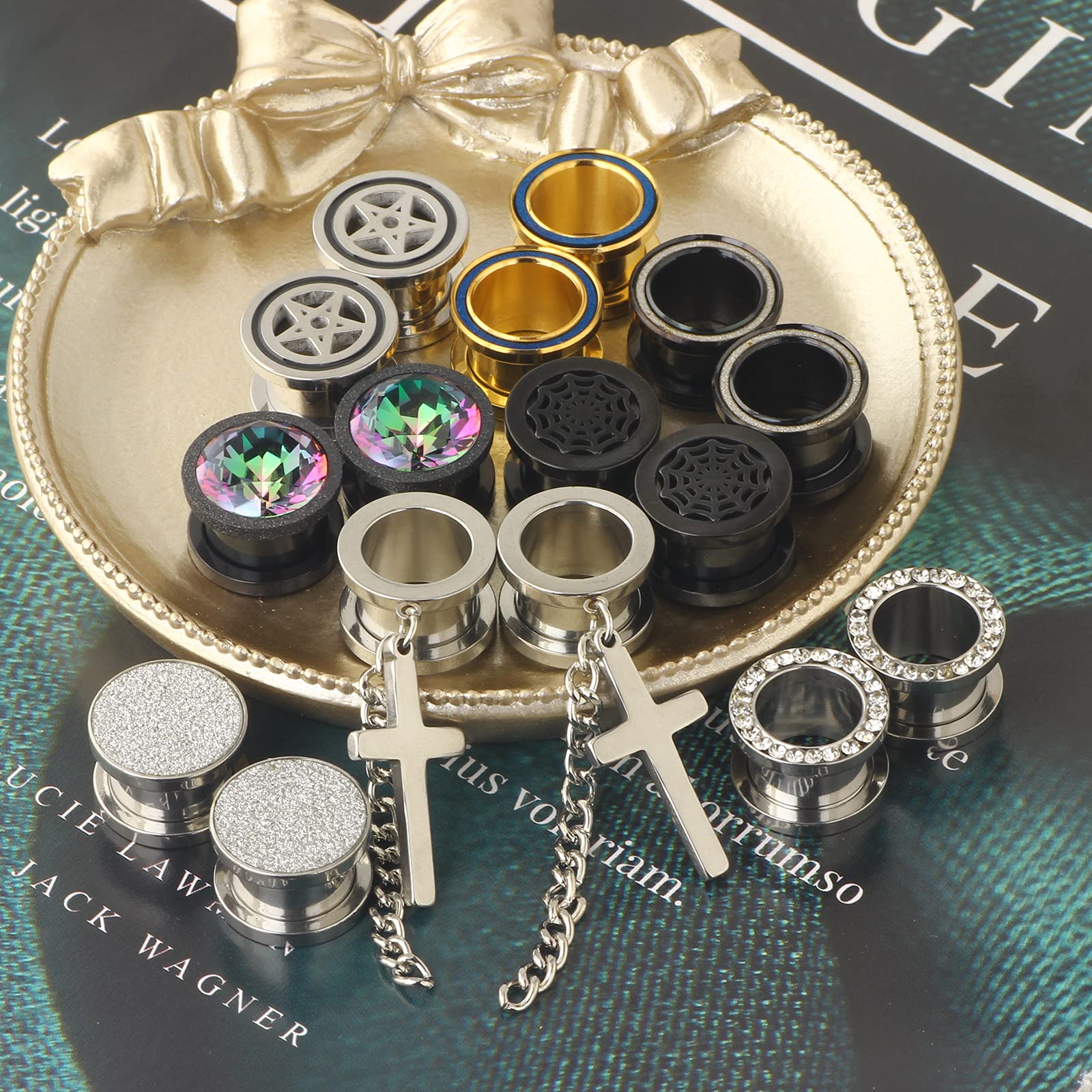 8 Pairs Ear Plug Tunnel Earrings Gauge Star Stretcher Piercing Body Stainless Steel Screw For Women Men 2g-16mm