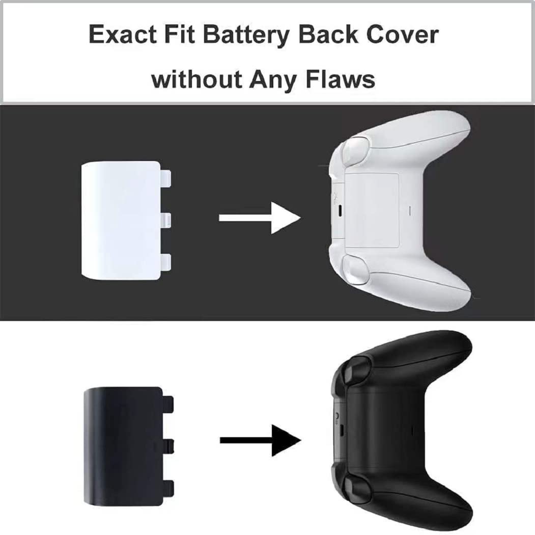 4Pack Replacement Battery Back Cover for Xbox One, Battery Cover Door for Xbox One, Xbox One S Controller, Repair Shell Cover Part for Xbox Wireless Controller(2 Black + 2 White)