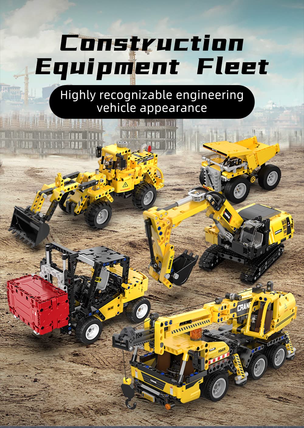CaDA Construction Vehicle Building Toys - 372Pcs Mining Truck Building Bricks Kit for Age 8-12 Boys Kids Birthday Gifts, STEM Engineering Car Building Blocks Set Model