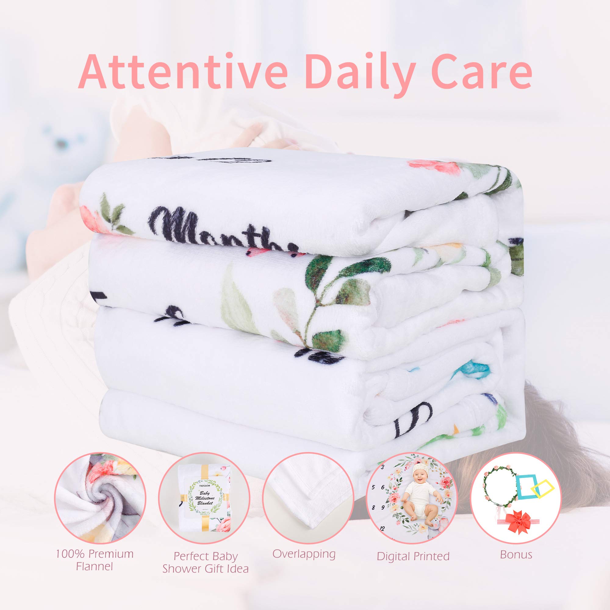 Twin Elephant Milestone Blanket Soft Premium Flannel Fleece Baby Monthly Milestone Blanket Personalized Photography Background Blankets Unisex Twin Gifts