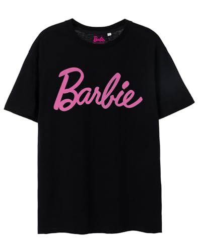 Barbie Women's Black Logo Tee | Iconic Brand | Fashionable Retro Top | Comfortable Fit Movie Merchandise - Small