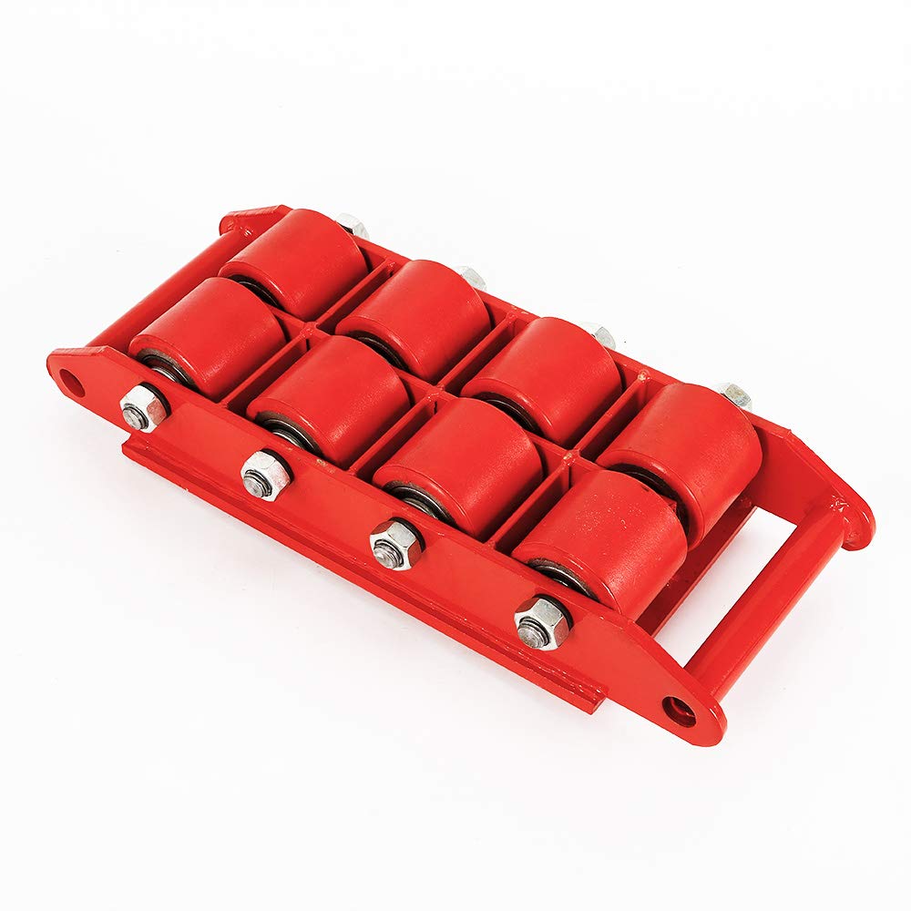 Industrial Machinery Mover, Machinery Mover Roller Dolly Skate with 360 Degree Rotation Cap (Red, 12T/26400)