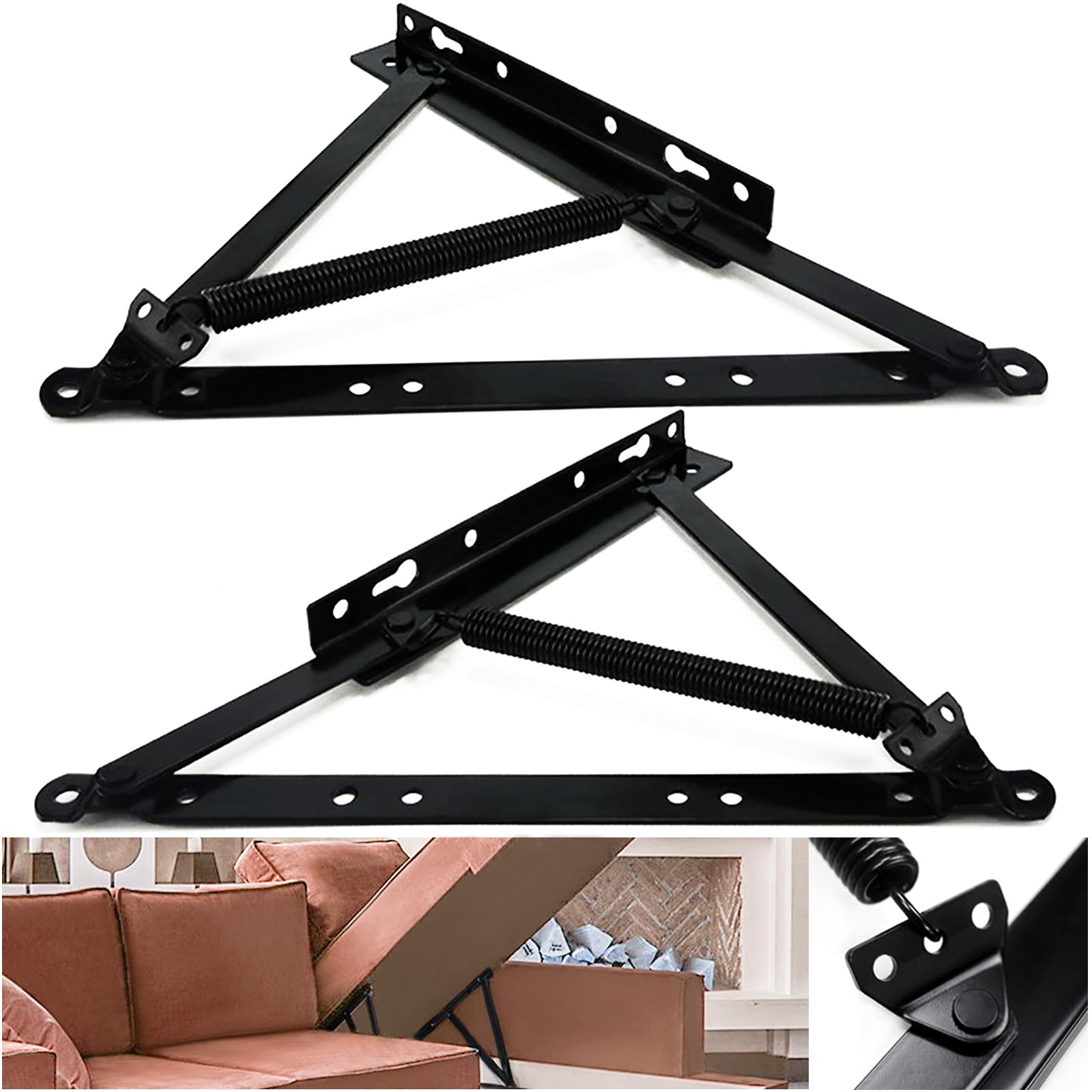 ANTEISI Large Lift and Up Hinges,Sized Sofa Bed Storage Lifting Hinge,Lift Up Storage Bed Hinges,Storage Box Hinges Lifting Storage Bed Sofa Hinges,Lift Up Hinges Mechanism,Hinges Heavy Duty