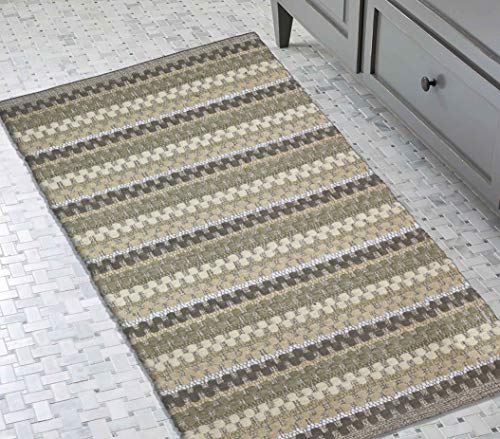 WOVEN ST. Polyester Cotton Area Rug | Carpets Suitable for Bedroom, Dining Room, Home Décor | Luxurious Handcrafted Traditional Rug | Recycled Cotton | Modern Indoor Rugs | 20’’ x 32’’ | Beige
