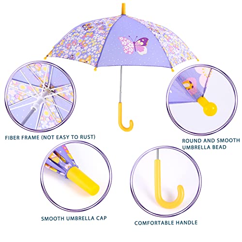 Daaupus Purple Butterfly Pattern Children's Backpack Children's Umbrella Set