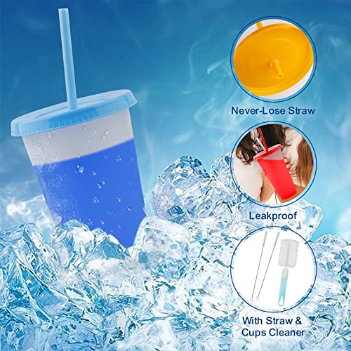 EASEVE Color Changing Cups with Lids and Straws - 12 Packs 24 oz Reusable Plastic Tumblers with Lids and Straws for Adults Kid Party, Bulk Tumblers for Iced Coffee Tea and Smoothie