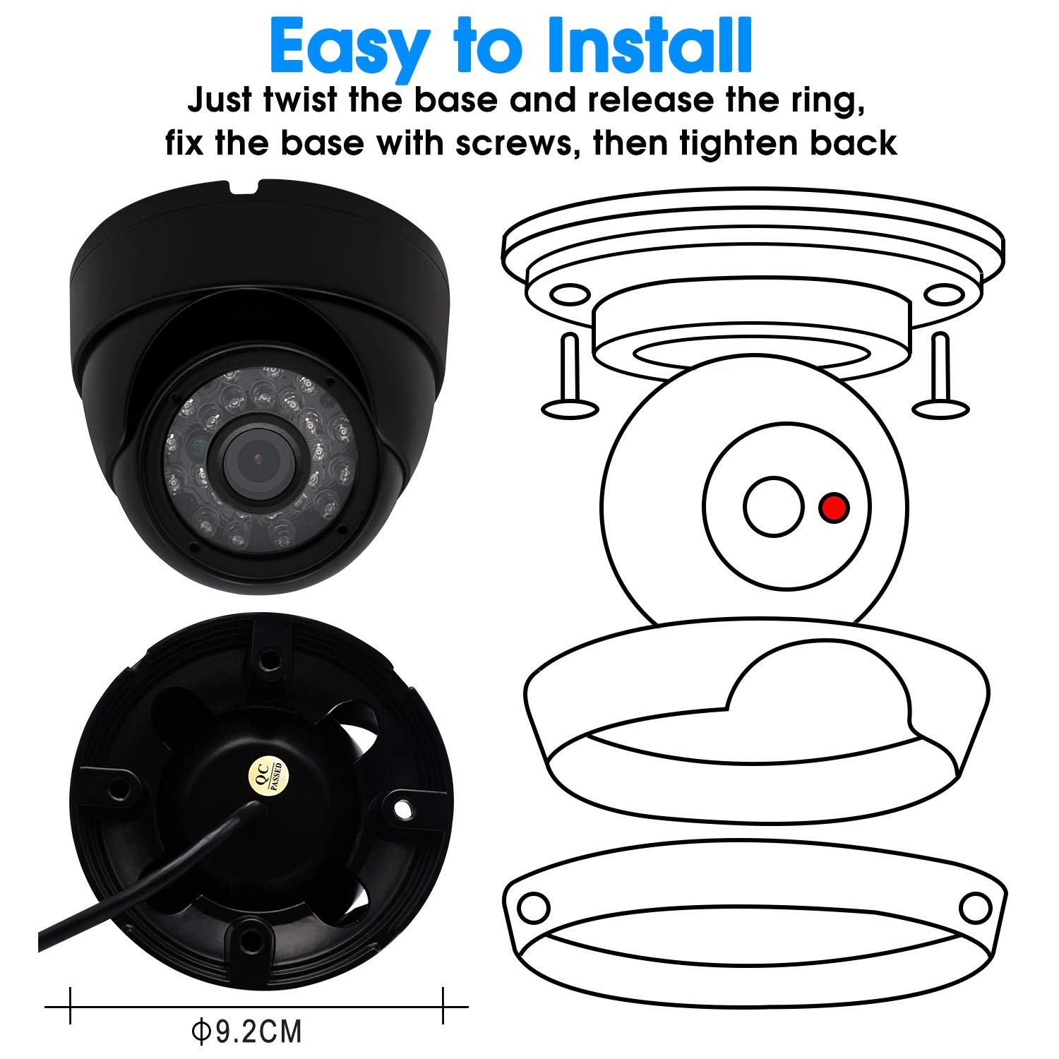 SVPRO Outdoor USB Camera 1080P Full HD Waterproof Night Vision Camera with Infrared LEDs,USB Security Camera for Home Surveillance System 30/60/120fps OV2710 Dome Camera with IR-Cut&Metal Housing