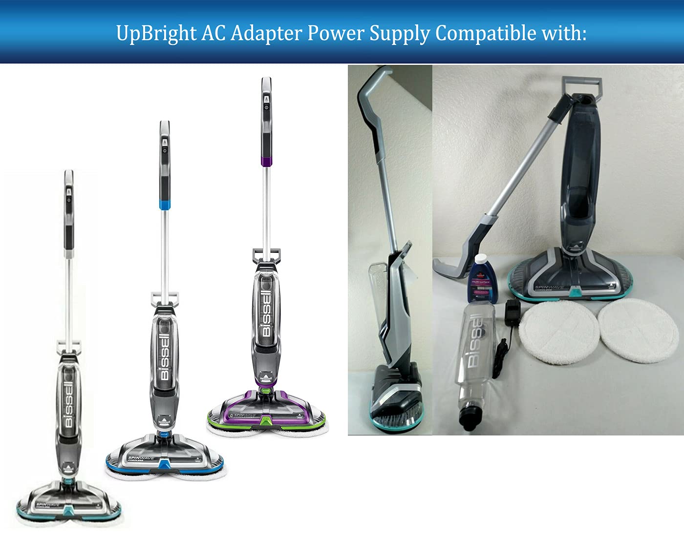 UpBright 21.4V AC/DC Adapter Compatible with Bissell 2315A 2315 A 2307 23157 23159 23158 SpinWave Cordless Pet Hard Floor Expert Mop Li 18VDC Battery 1614563 1611574 E-Tek ZD12D214060US Power Charger