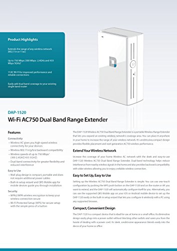 D-Link Wi-Fi AC750 Dual Band Range Extender (DAP-1520)
