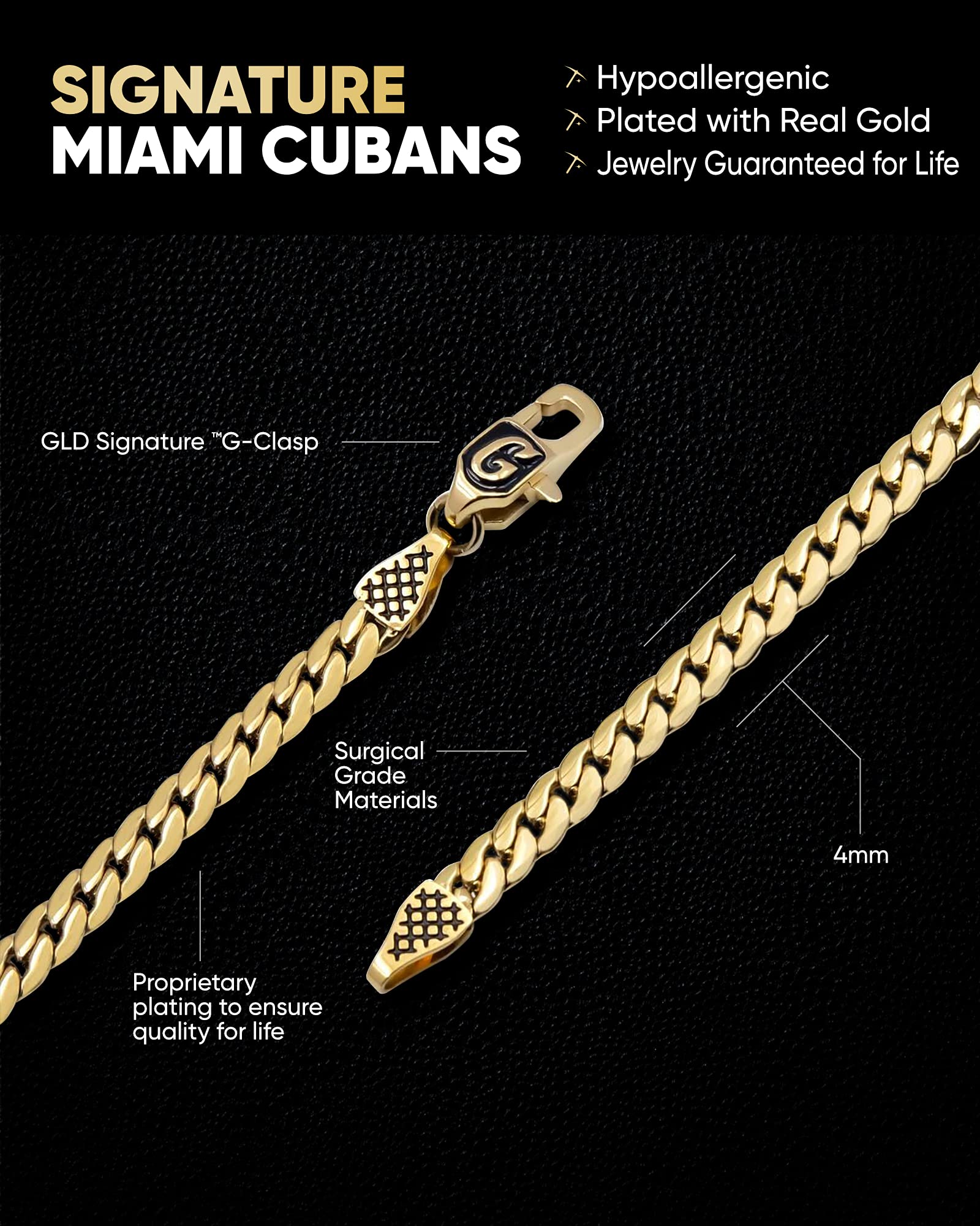 4MM Miami Cuban Chain Rope Necklace 18" 20" - White Gold (18)